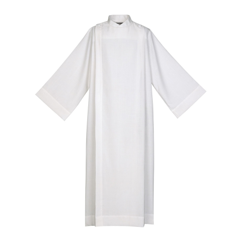 Front Wrap Alb 100% Polyester Abbey Weave Button Closure